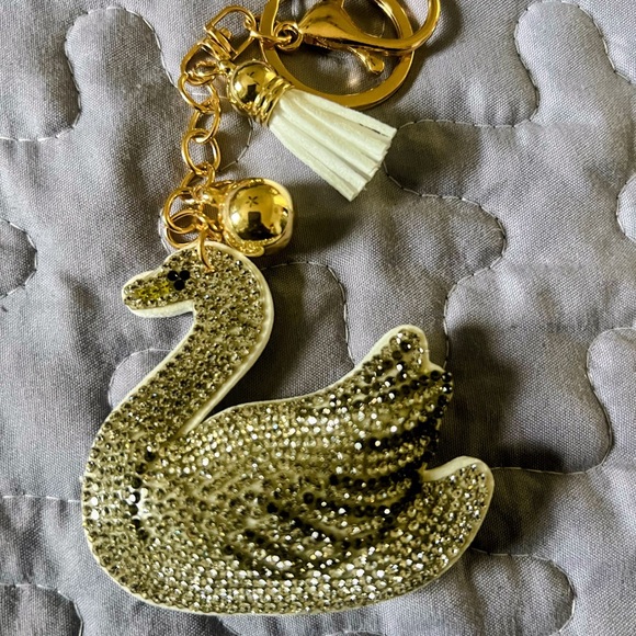 Accessories | Gold And White Swan Keychain | Poshmark